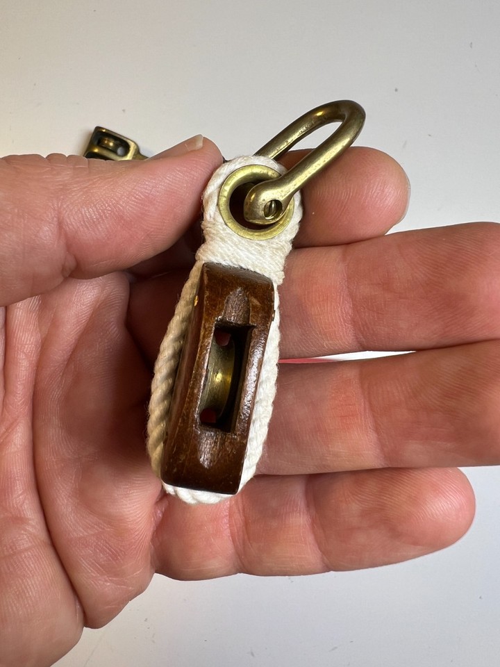 Small Tiny Antique Nautical Rope Blocks & Brass Shackles Wood & Rigging ...