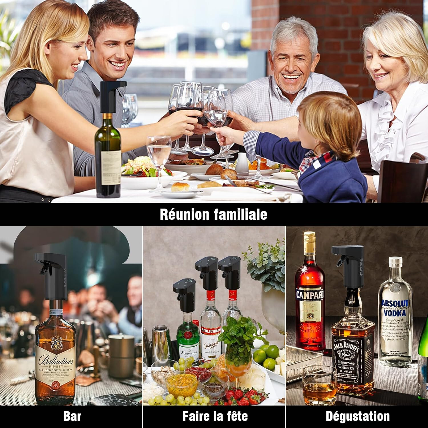 Redsack Wine Dispenser Electric Decanter Aerator Whiskey Pourer Pump ...