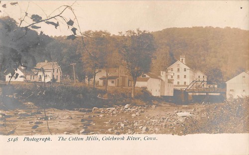 COLEBROOK, CT ~ COTTON FACTORY, RIVER, BRIDGE, DEMARS RPPC ~ c 1903-06 ...