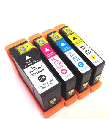 4Pk New Chip Series 31 32 33 34 Ink Cartridges For Dell 33 34 Inkjet ...