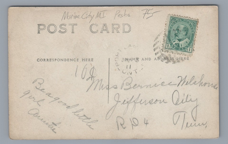 RPPC Interurban Trolley MARINE CITY MI Michigan Pesha Real Photo ...