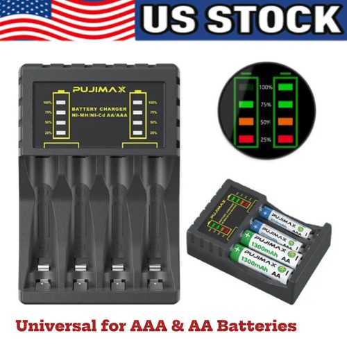 Intelligent Battery Charger 4 Slot For AA AAA NI-CD NI-MH Rechargeable ...
