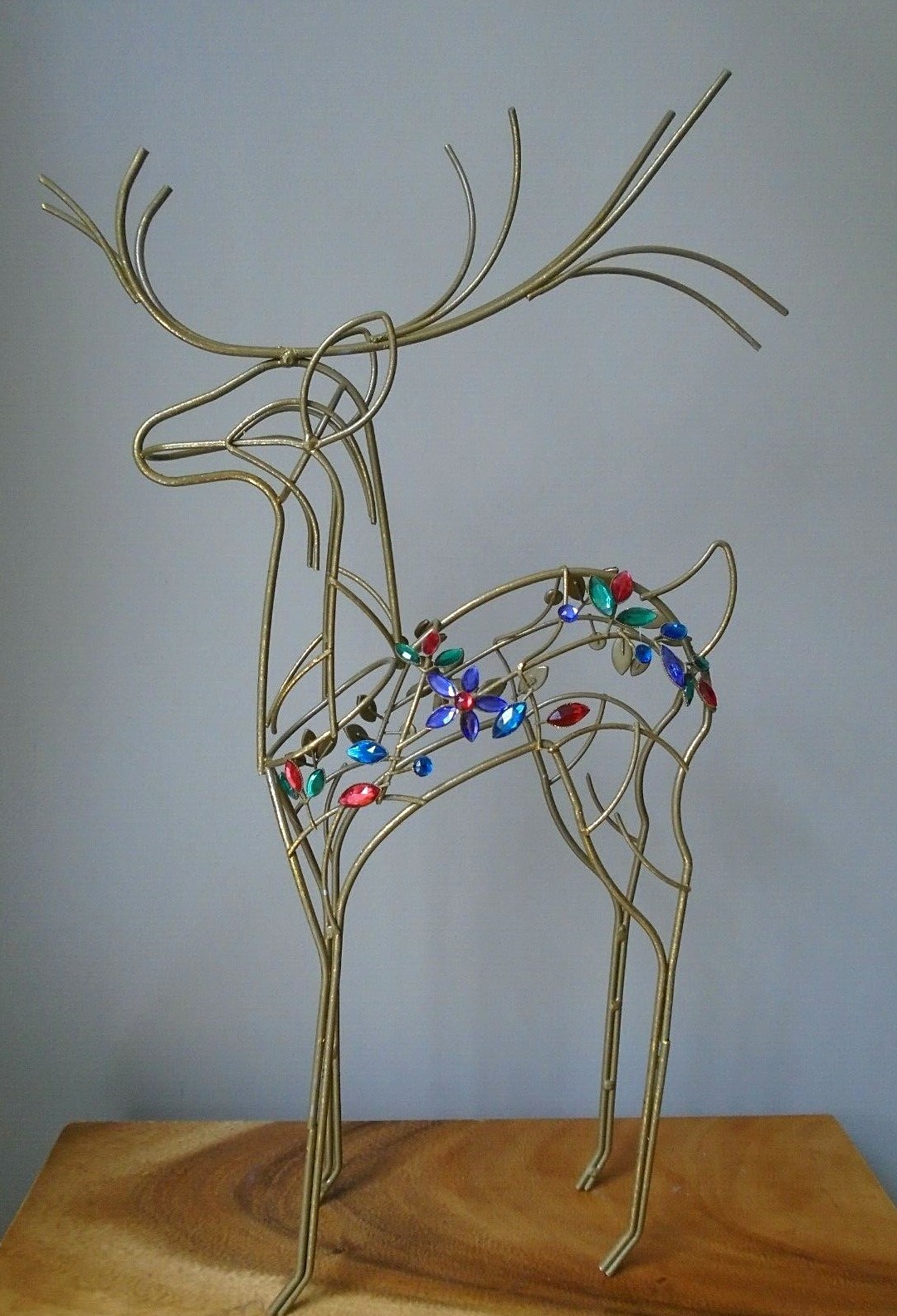 Gold Wire Frame Jeweled Reindeer | eBay