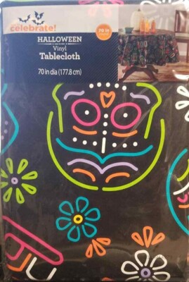 Way To Celebrate Vinyl Round Halloween Tablecloth, 70" | eBay