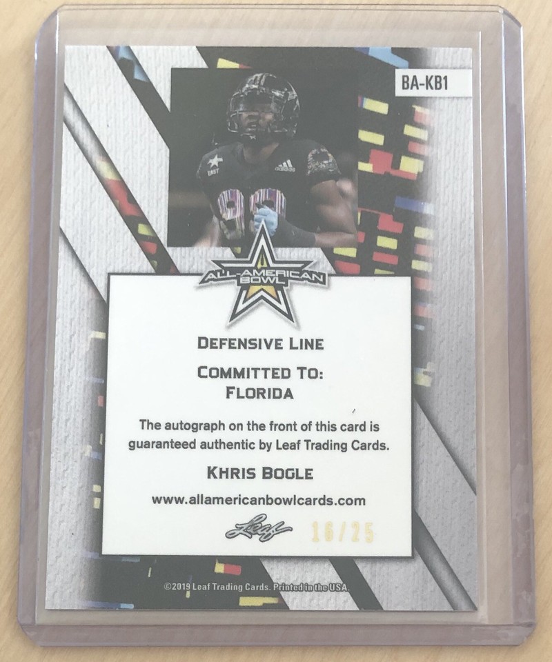 Khris Bogle 2019 Leaf Metal All-American Silver Logo Auto 16/25 Florida ...