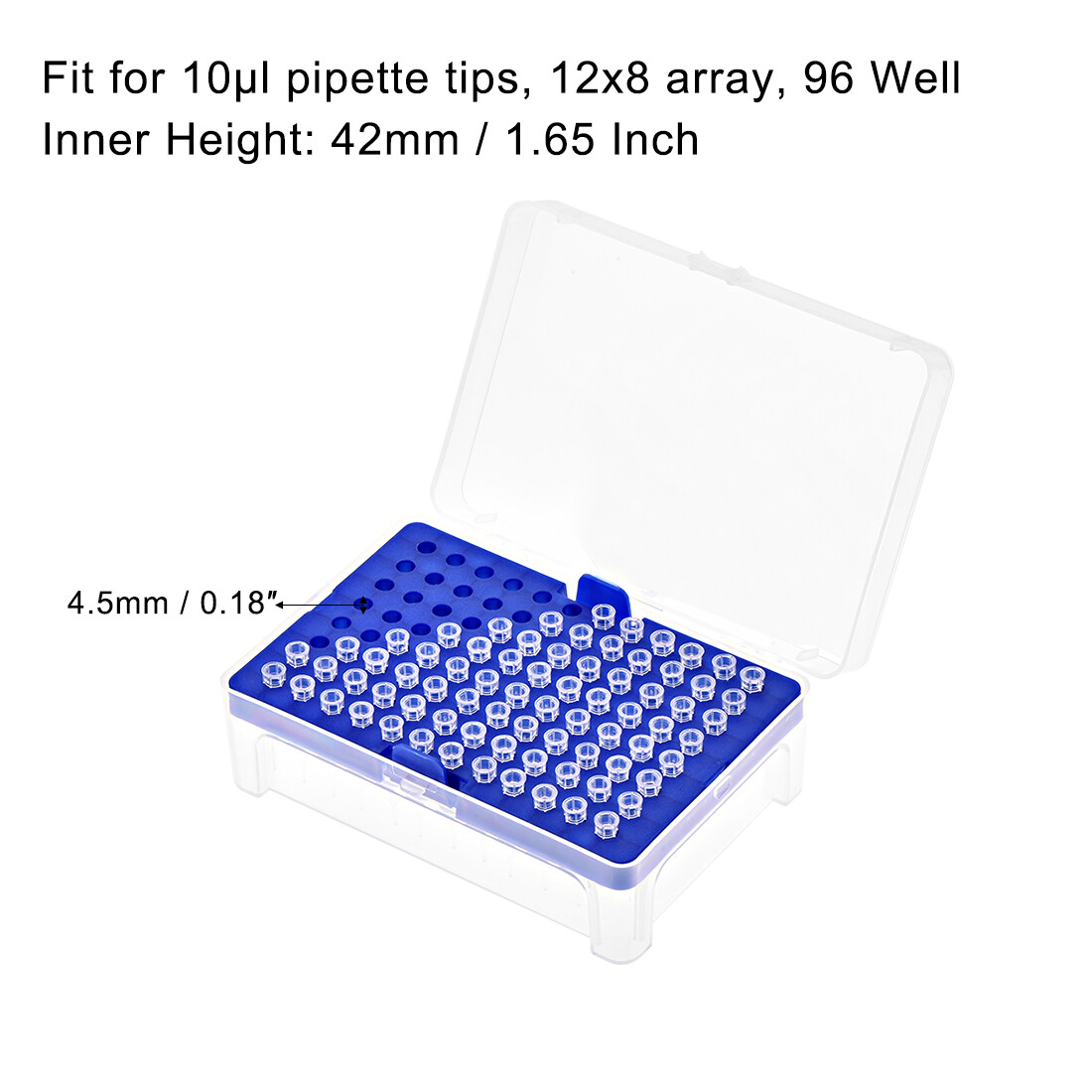Pipette Tips Box 10ul Pipettor 96-Well Tip Holder Polypropylene 4.5mm ...