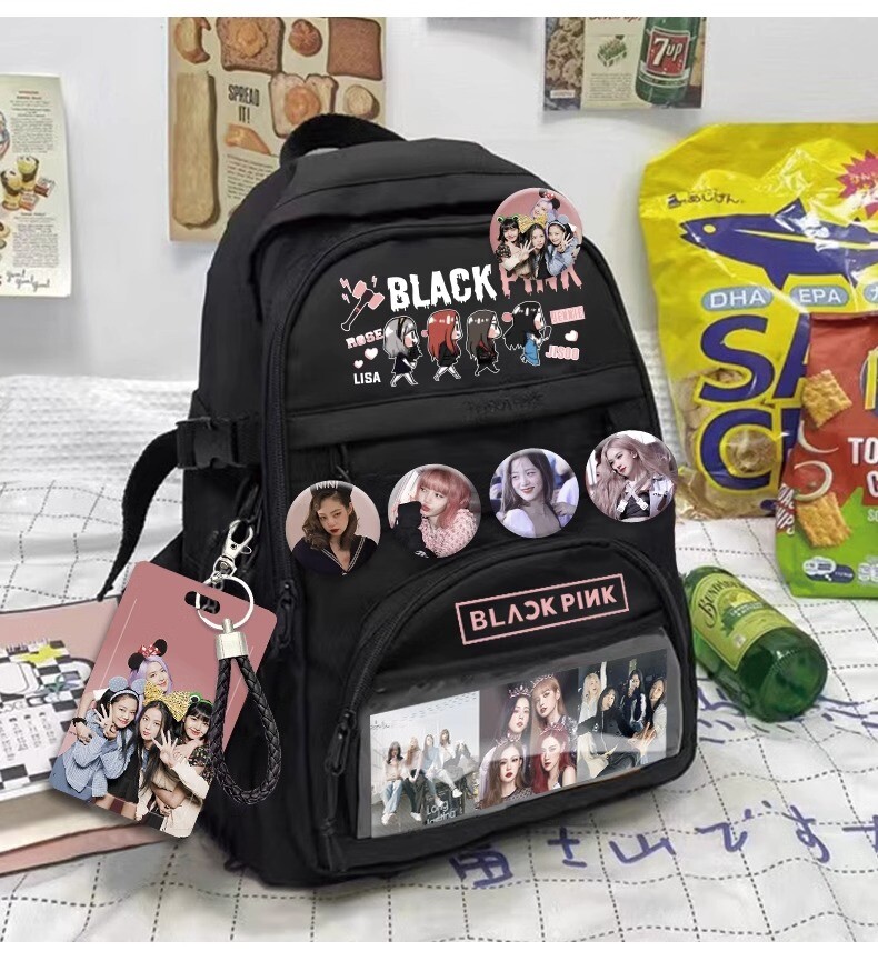 Blackpink Jisoo Rosé Jennie Lisa Nylon Backpack Schoolbag Shoulders ...