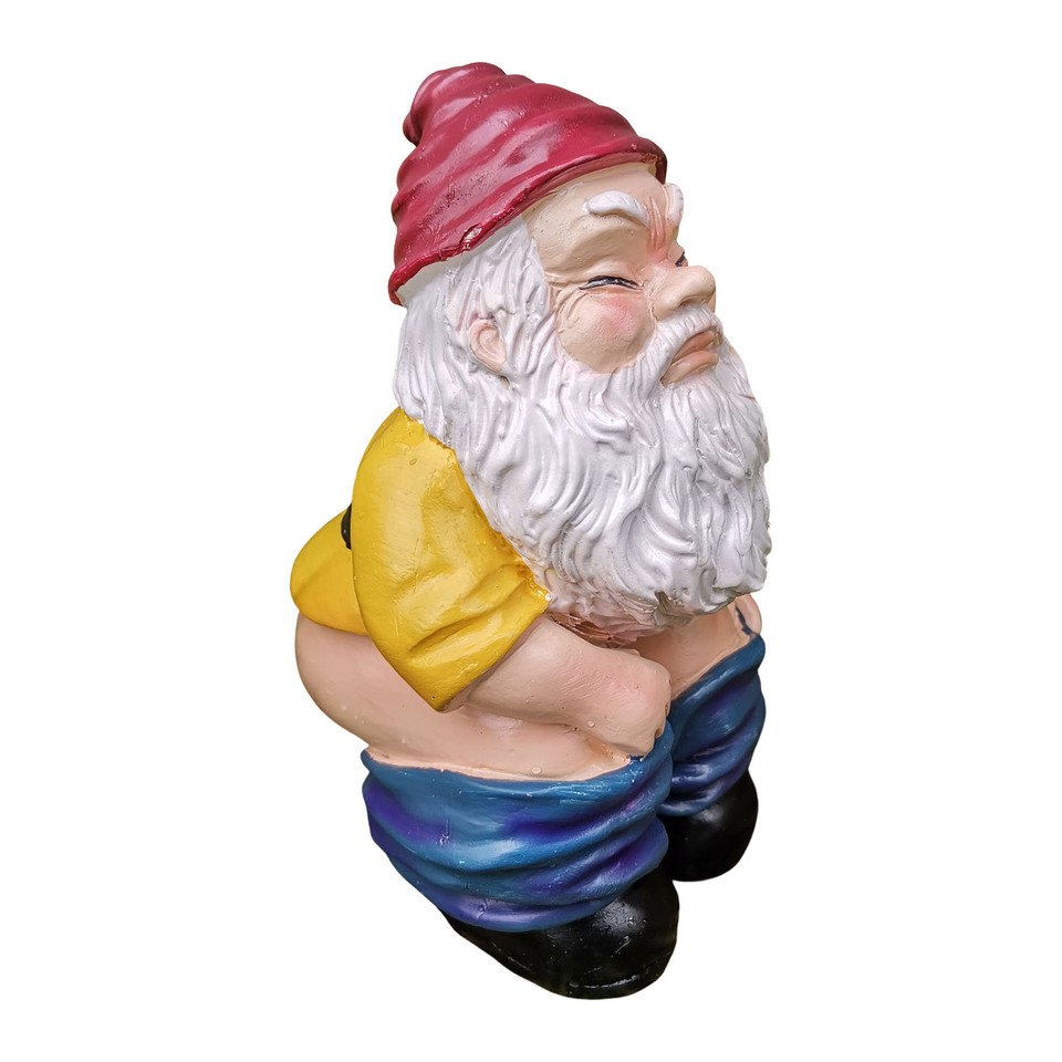 Garden Squatting Gnome Statue Funny Mooning Gnomes Figurine Outdoor ...