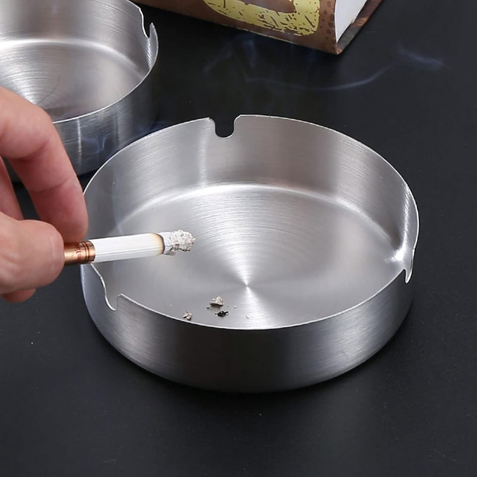 Ashtray Stainless Steel Cigarette Ash Tray for 3.94in, Silver | eBay