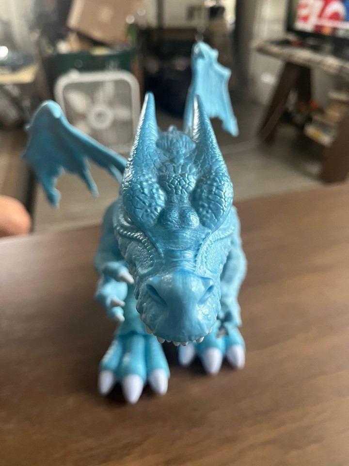 Blue Dragon Toy Figure with Wings – Walking Sound Light Action Dinosaur ...