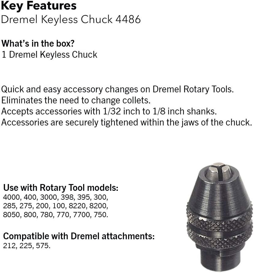 Dremel 4486 Keyless Chuck Rotary Power Drill Tool Attachment Germany | eBay