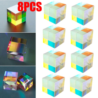 8PC Optical Glass X-cube Dichroic Cube Prism RGB Combiner Splitter ...