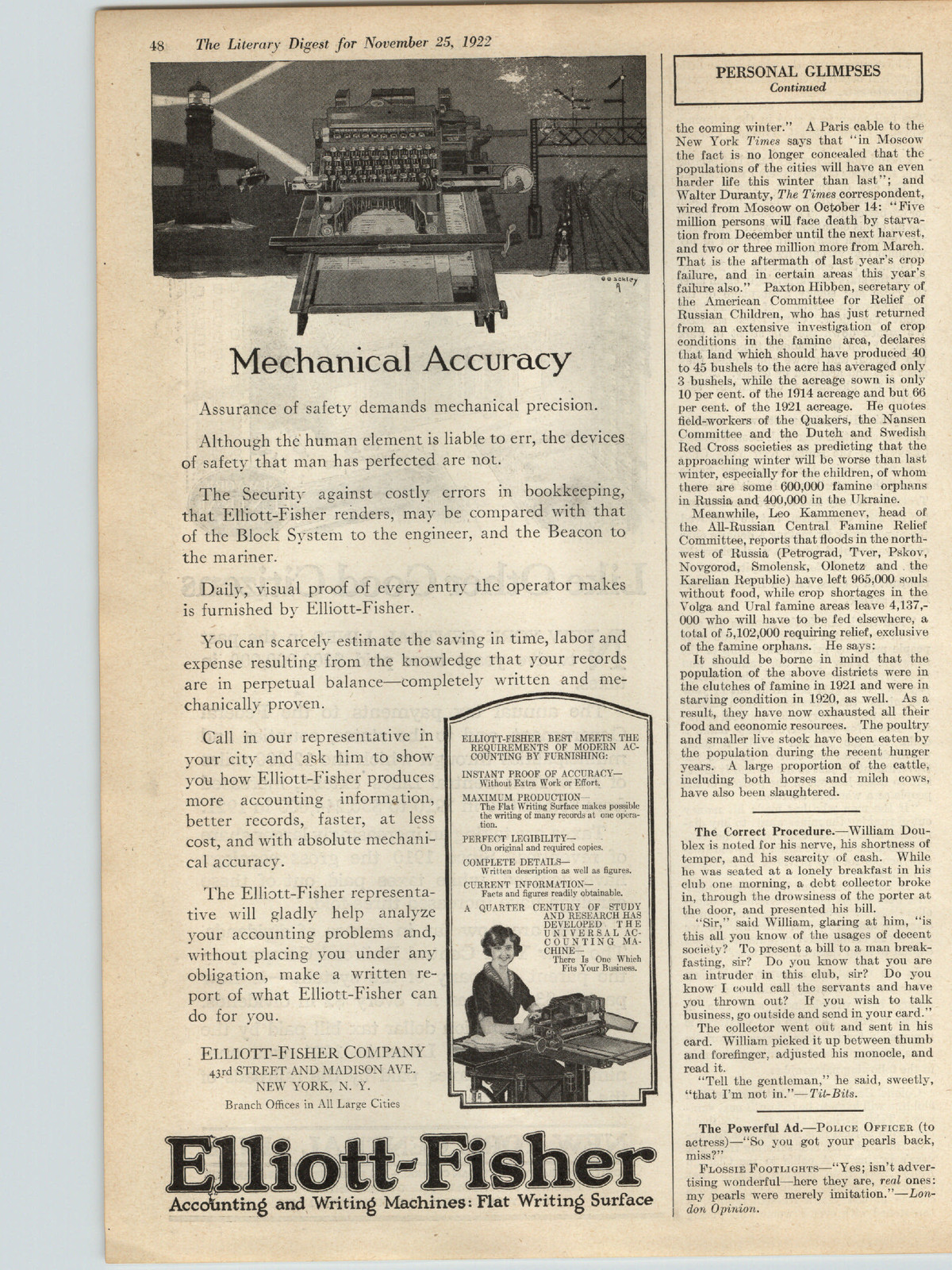 1922 Paper Ad Elliott-Fisher Accounting & Writing Machines NYC | eBay