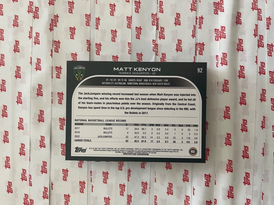 2022-23 Topps NBL Base #92 Matt Kenyon - Tasmania JackJumpers | eBay