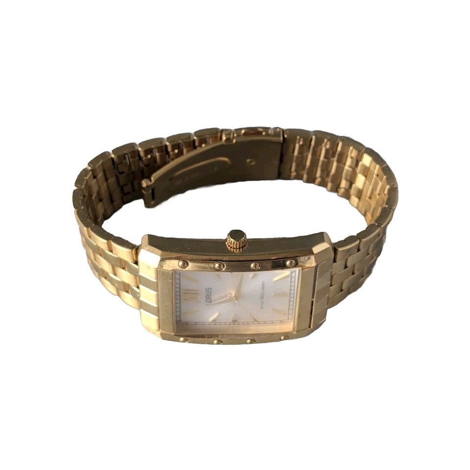 Lorus Mens Dress Tank Watch With Date Window Working Gold Tone Silver ...