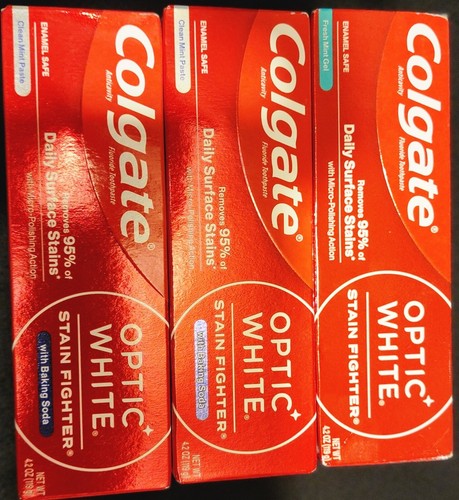 SALE! 3Pack & One Extra Colgate Optic White Stain Fighter With Baking ...