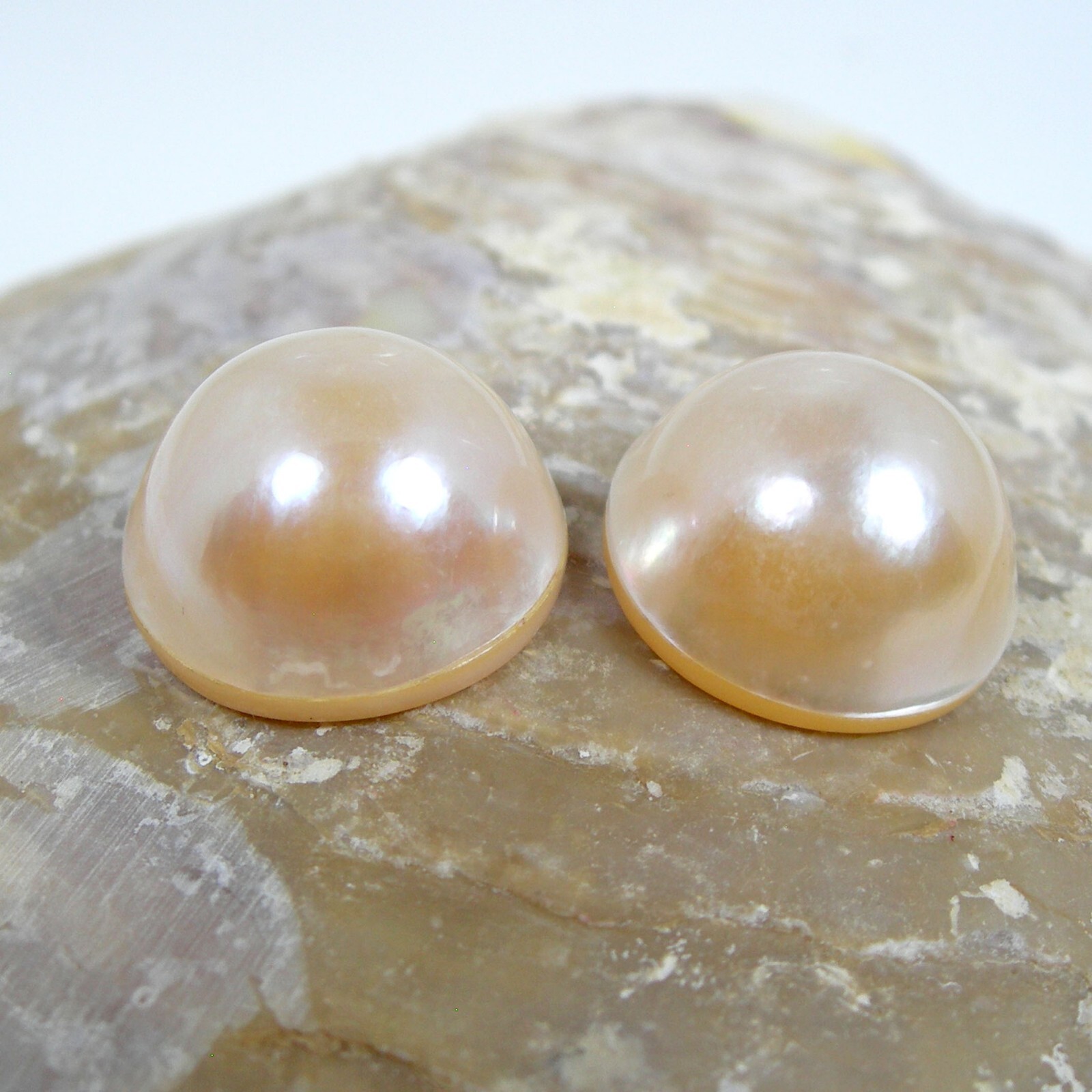 17.5-18 mm Round Pinkish Saltwater Cultured Australian Mabe Pearl Loose ...
