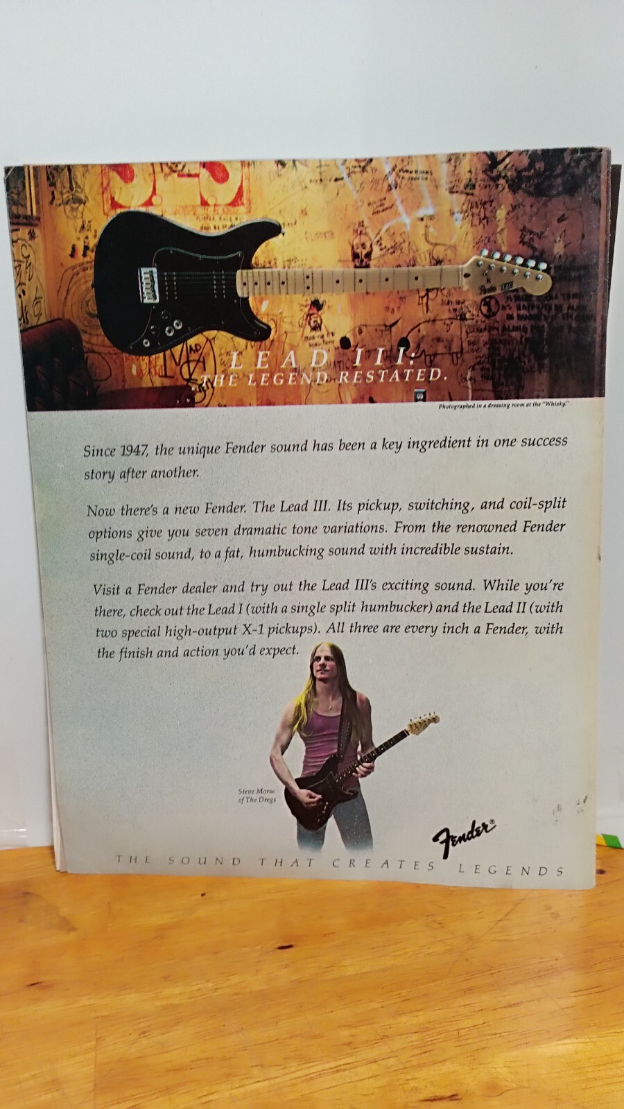 FENDER LEAD III STEVE MORSE VINTAGE GUITAR 1984 PRINT AD 11 X 8.5 0882 ...