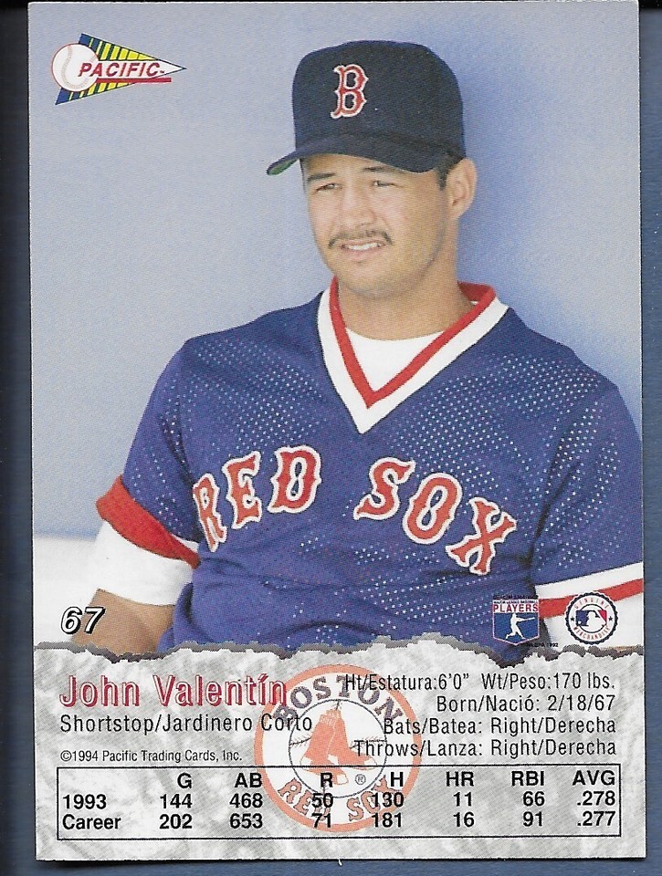 1994 Pacific Crown Collection John Valentin #67 RED SOX NM | eBay