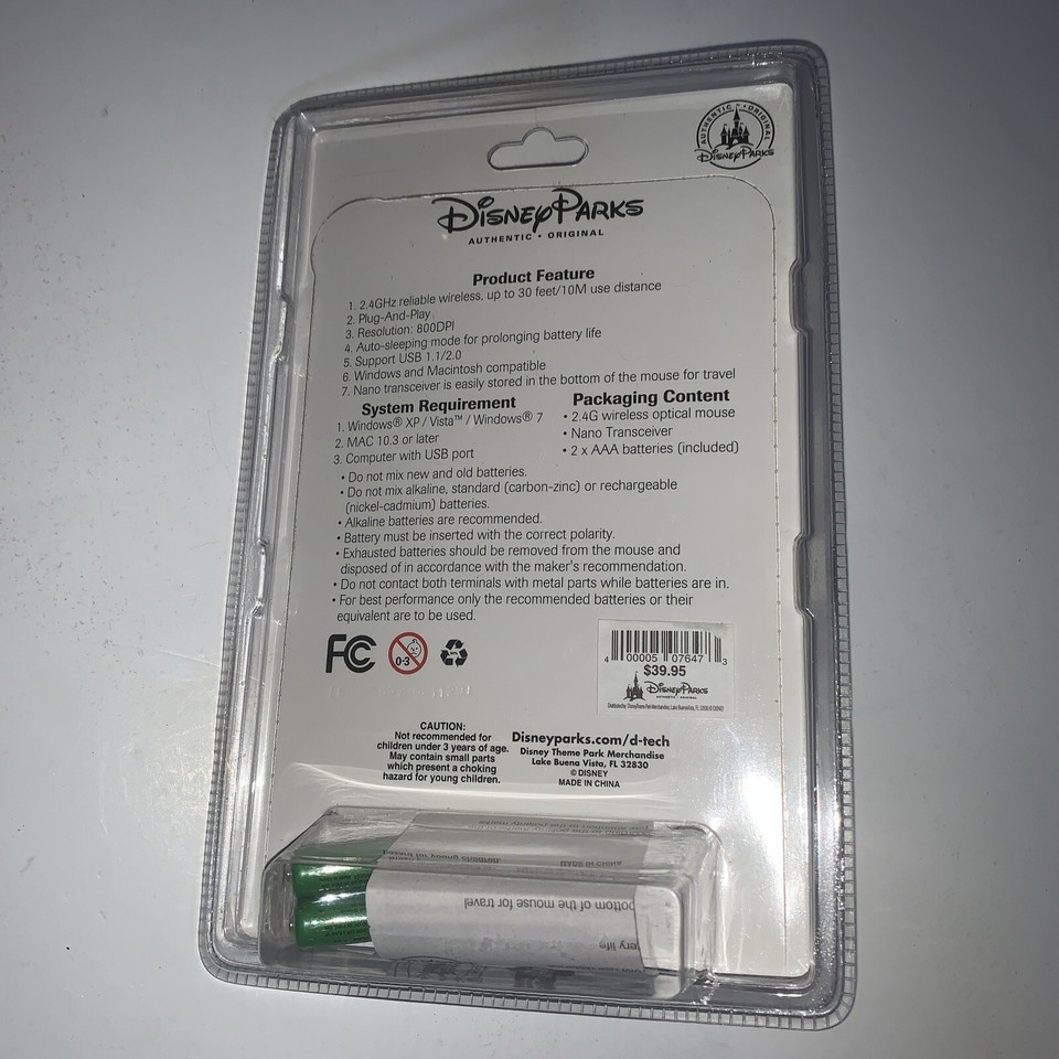 Disney Parks D-Tech Wireless Optical Mouse Mickey Mouse Clear Glove ...