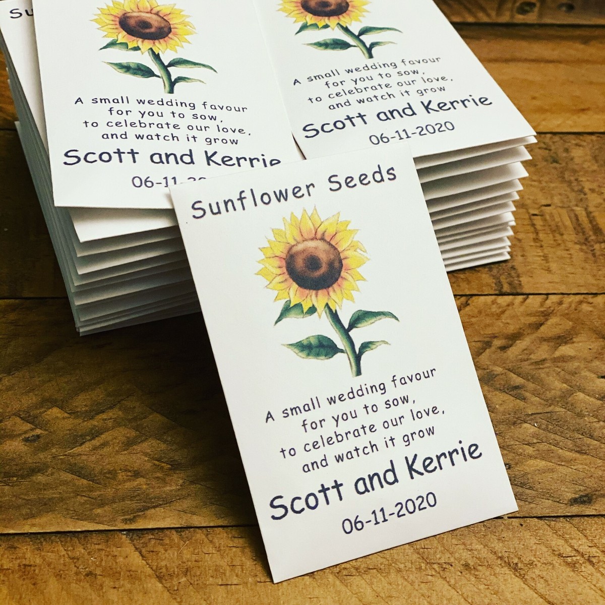 Sunflower Seed Wedding Favours with poem Personalised including seeds ...