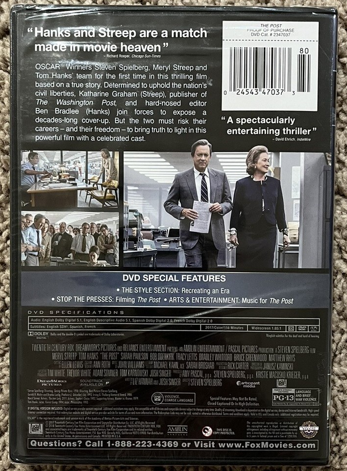The Post (DVD, 2017) Meryl Streep, Tom Hanks - Brand New!!! 24543470373 ...