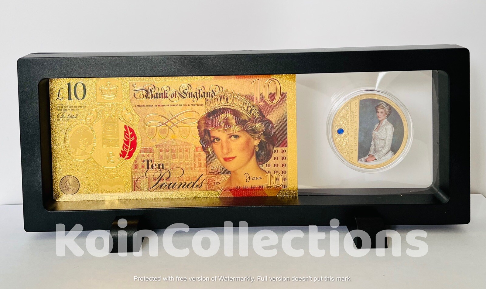 Ten Pound Princess Diana Note Gold Foiled Banknote + Coin, Last Rose Of ...