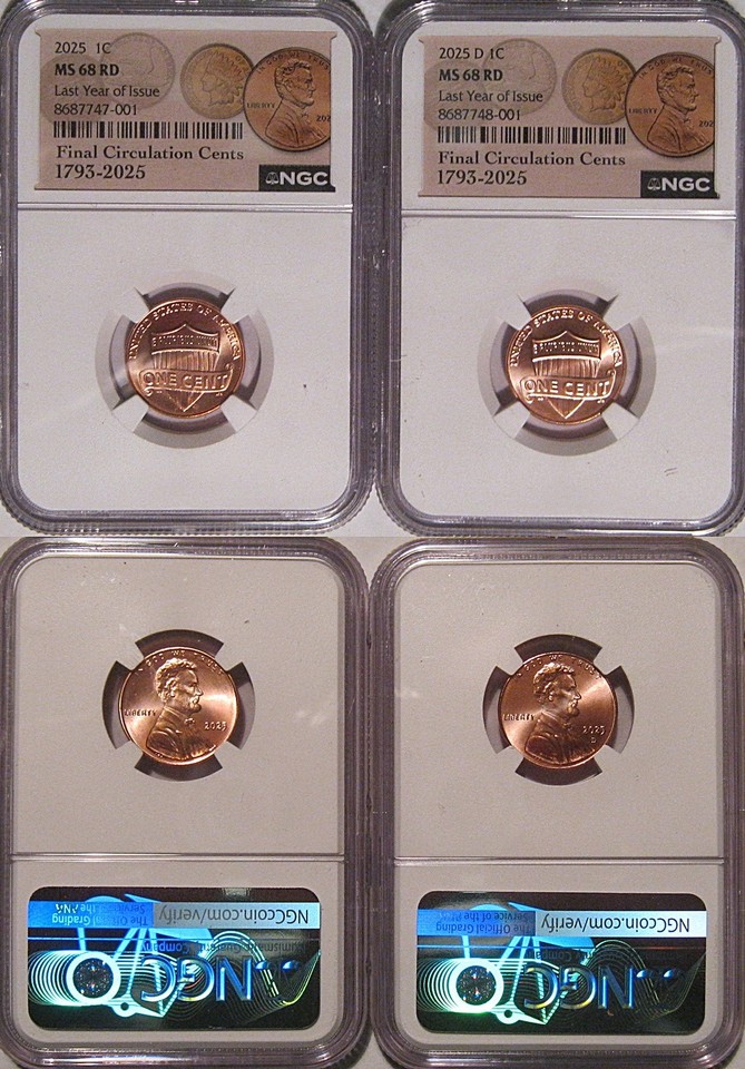 2025 P&D Lincoln SHIELD 1c Cent 2 Coin Set NGC MS 68 RD Final ...