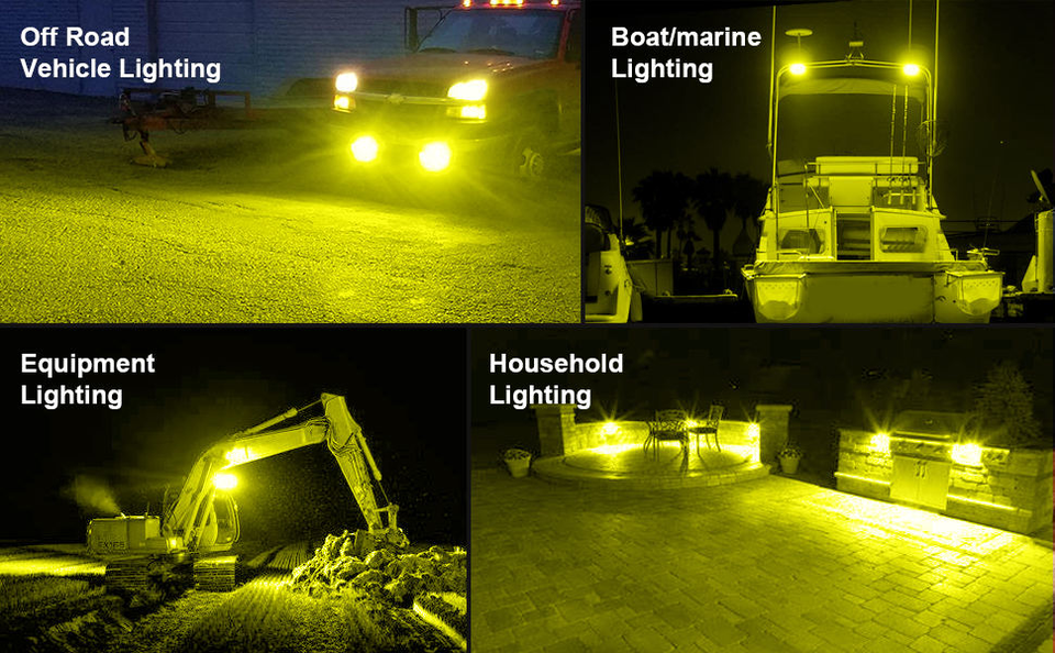 Pair 5inch ROUND 600W LED Work Light Bar Amber Pods Fit Can-Am Maverick ...