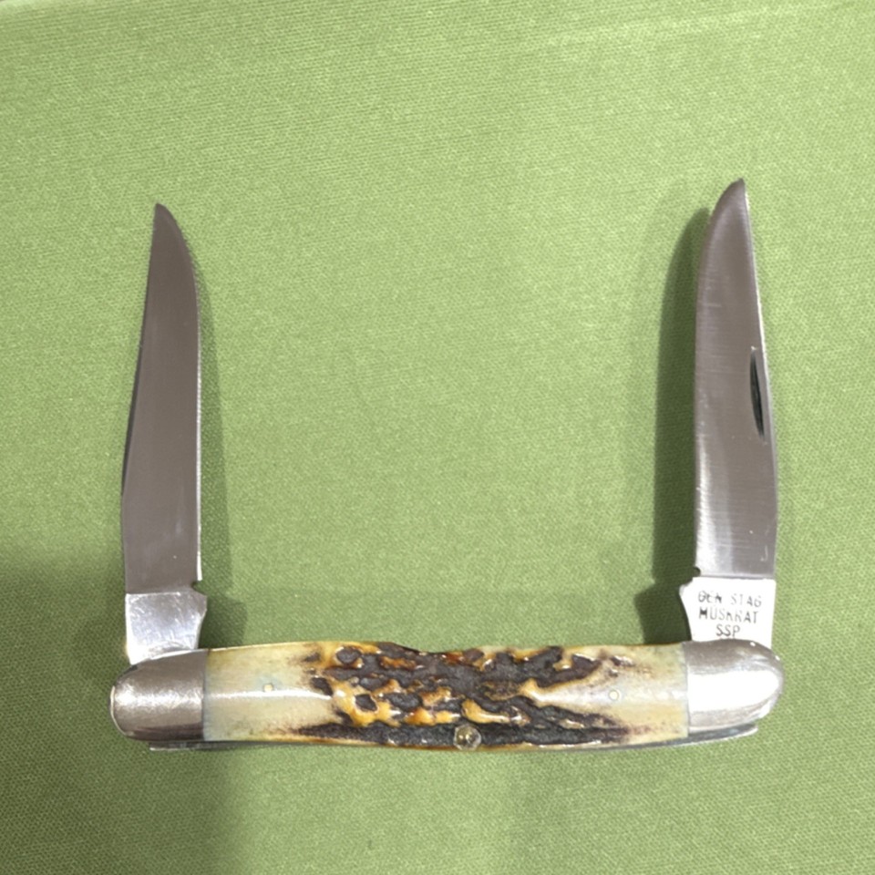 Case XX GEN. STAG MUSKRAT SSP Stag Handle Stainless Steel Pocketknife ...