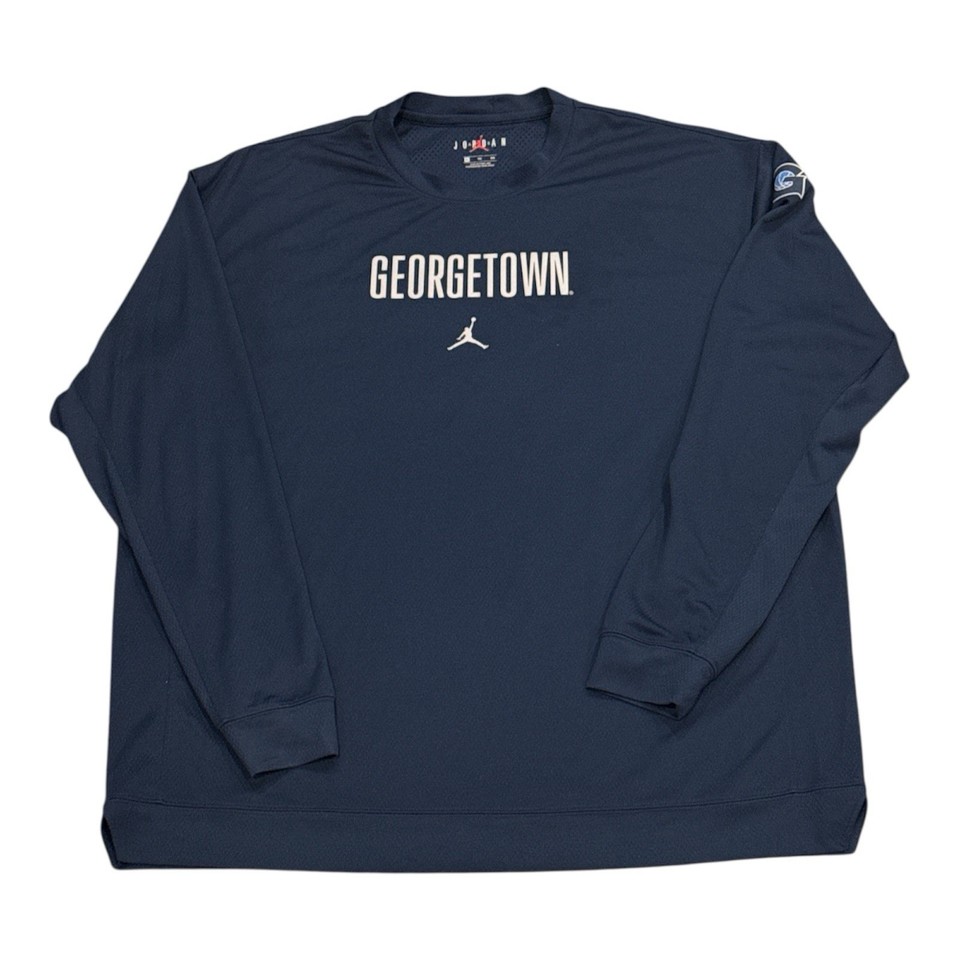 Air Jordan Georgetown Hoyas Blue Long Sleeve Warm Up Basketball Shirt ...