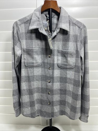 Natural Reflections Women's Shirt Plaid Knit Long Sleeve Shirt Gray ...