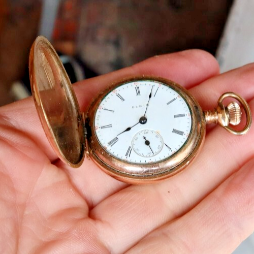 Vintage Antique Elgin Hunter's Case Gold Filled Wind Up Pocket Watch ...