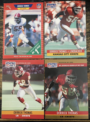 DERRICK THOMAS Pro Set RC LOT! 1989 #498 1990 #536 1991 Chiefs HOF ...