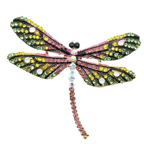 Women's Multi-Color Crystal Rhinestone Enamel Dragonfly Brooch Pin | eBay