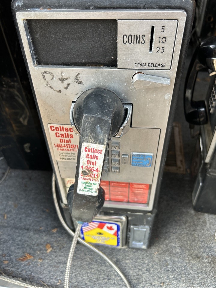 Vintage Black Phone Booth Payphone Push Button Telephone GTE Frontier ...