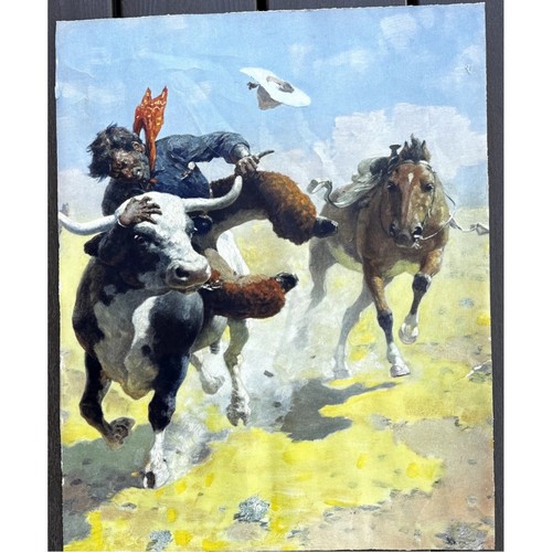 Vintage William R. Leigh Bull Riding Art Print 16"x20" | eBay
