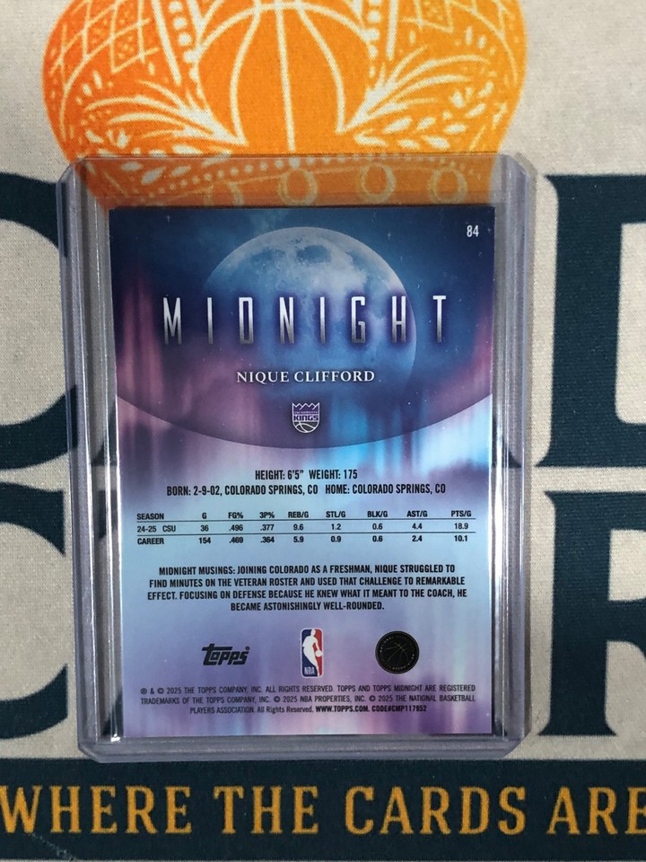 2025-26 Topps Midnight NIQUE CLIFFORD Rookie RC Dusk Refractor /75 JB4 ...