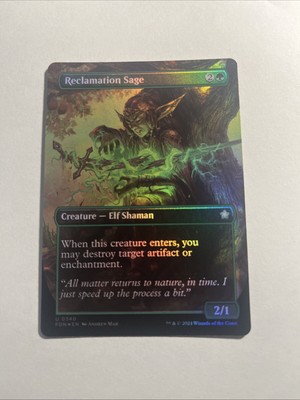 Reclamation Sage (Borderless) - Foundations MTG Foil Plus Bonus Card ...
