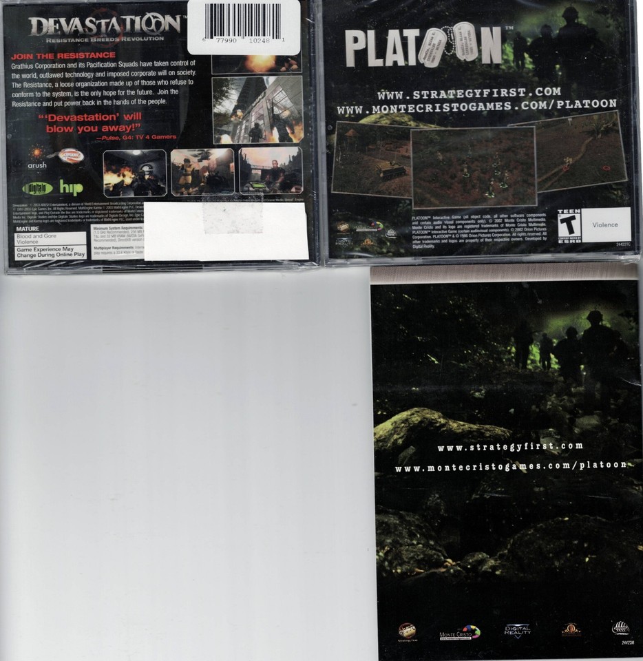 Devastation and Platoon 1st Airborne Cavalry Division Pc New XP 2 War Games | eBay