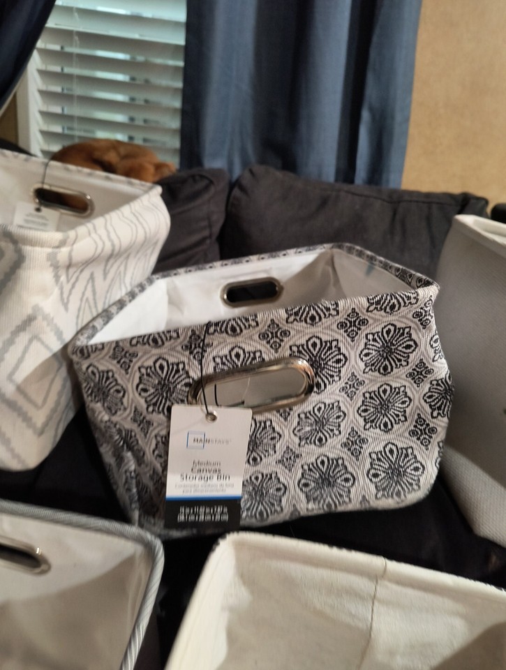 Mainstays Natural Canvas Storage Basket with Handles Multifunctional ...