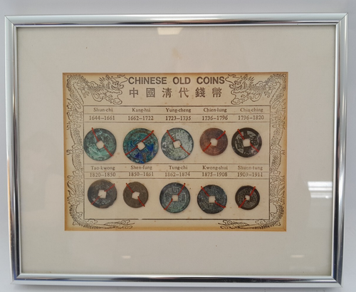 Chinese Old Coins 10 Old Chinese Coins on Card A6 P984 | eBay