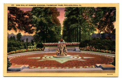 PA ~ Fairmount Park Sundial & Gardens PHILADELPHIA Pennsylvania c1940's ...