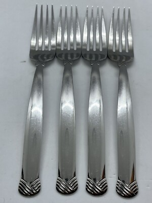 (4) Oneida USA Stainless Glossy Rattan Dinner Fork Lot ~ 7 5/8" | eBay