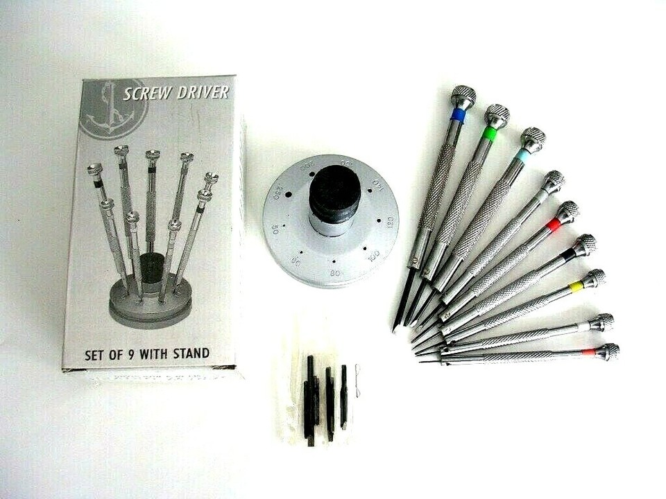 Pro watchmaker Screwdriver Set 9pc with Stand Swiss style tool IW ...