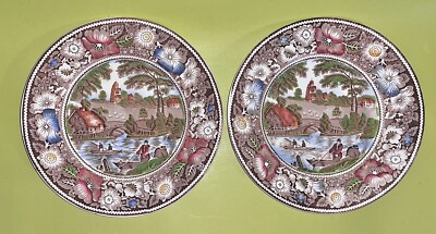 "Rural England" W. R. Midwinter Ltd. Multi-Color Dinner Plates Set of 2 ...