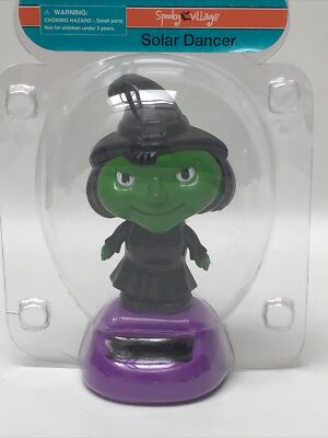 Solar Powered Dancing 4 In Witch Bobble Head Spooky Village | eBay