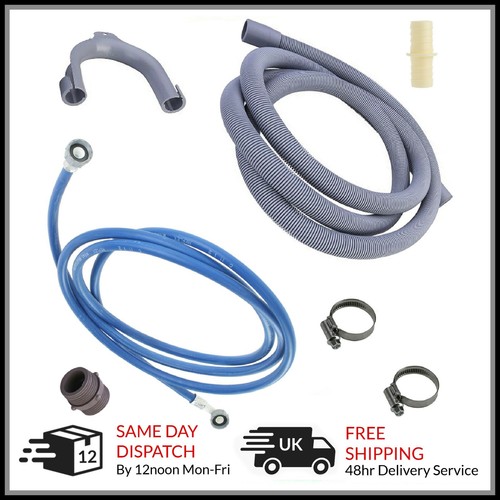 2.5m Hose Extension Washing Machine Long Cold Fill Water & Drain Pipe ...