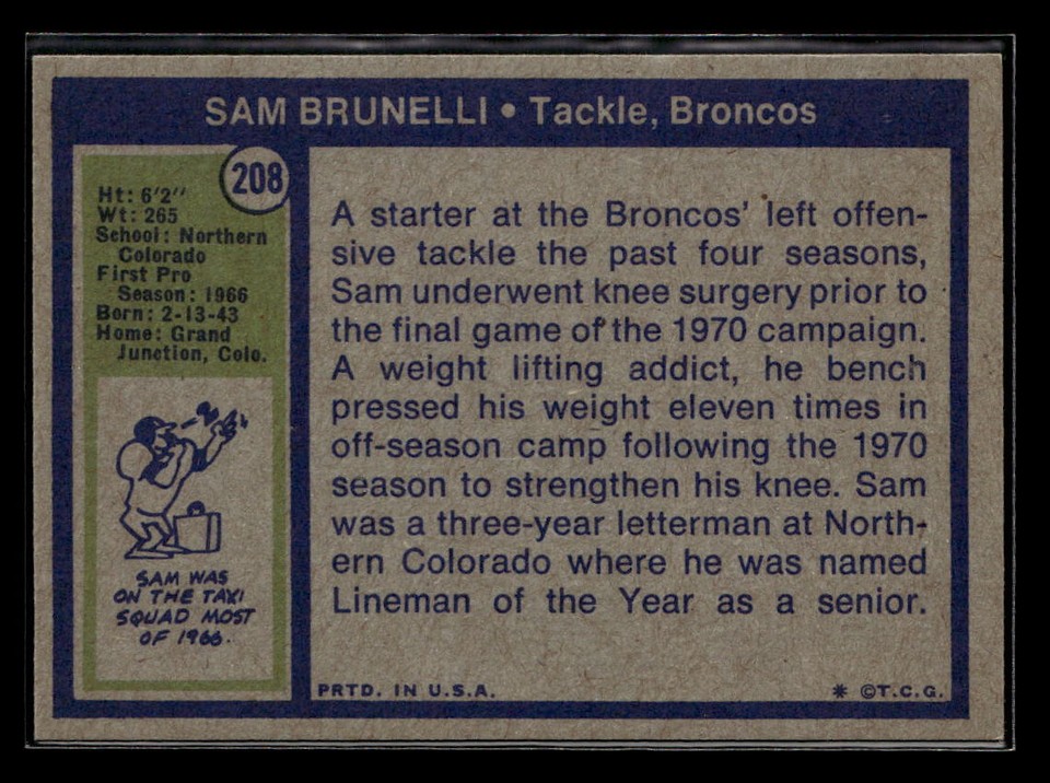 1972 Topps #208 Sam Brunelli NM/MT - Set Break | eBay