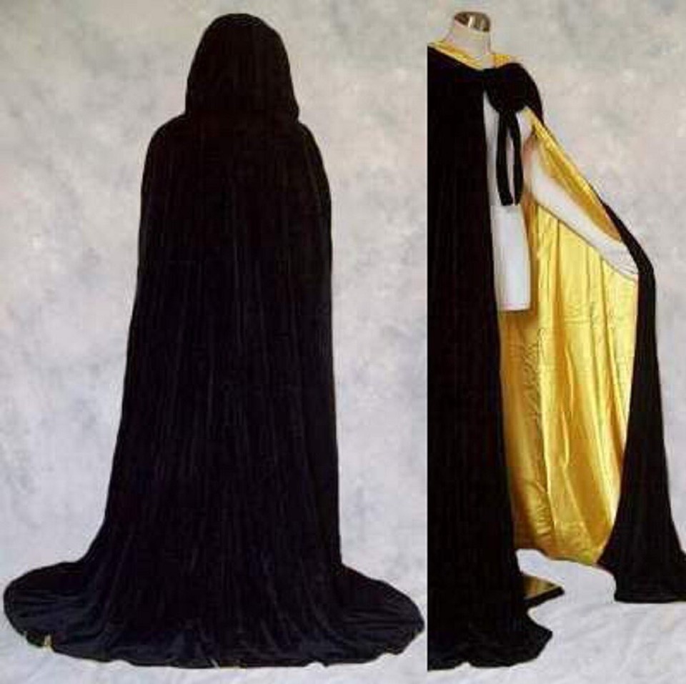 Hooded Velvet Cloak lined in Satin Luxury Cape Fashion Vampire Costume ...
